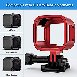Nechkitter Aluminum Frame Housing Case for GoPro Hero 5 Session / 4 Session/Hero Session, CNC Aluminum Alloy Solid Protective Case with Wrench –Red