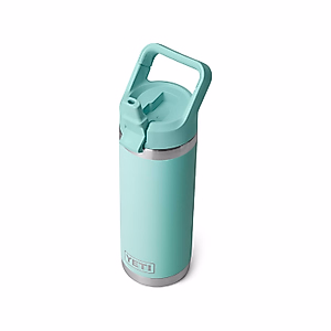 YETI Rambler 18 oz Bottle, Vacuum Insulated, Stainless Steel with Straw Cap, Seafoam
