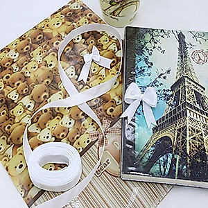 Cookie Bags for Packaging, Searik Translucent Plastic Cellophane Pastry Treat Bags for Party Gift Giving Bakery Bread Candy Chocolate Wrapping Goods with Stickers and Ribbon (3.5 x 8.8 Inches, 80 Pcs)