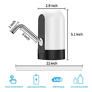 5 Gallon Water Bottle Dispenser USB Charging Automatic Drinking Electric Water Pump for Universal 3-5 Gallon Bottle Portable Water Dispenser Pump for Camping