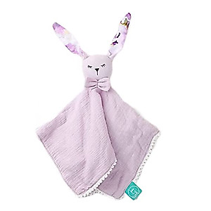 Bunny Security Blanket Soft Baby Lovey Unisex Soothie Baby Comforters Baby Toys with Blanket Lovies for Babies Gifts for born Baby Snuggle Toy Baby Bunny Stuffed Animal 16 Inch Purple, (LBPPC22)