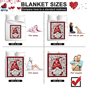 Ivarunner Gnome Blanket Throw with Love English Letters, Love You Throw Blanket for Couch Sofa Bedding Room Decor, Super Soft Fleece Flannel Blankets for Valentine Gifts, 60 X 80 Inch