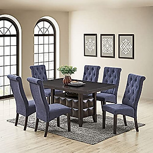 Kings Brand Furniture - Lemont Tufted Upholstered Parsons Dining Chair, Set of 2, Blue