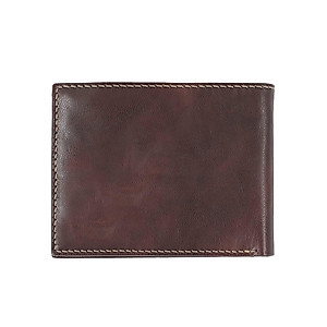 Steve Madden Men's Leather Wallet Extra Capacity Attached Flip Pockets, Brown/Antique, One Size