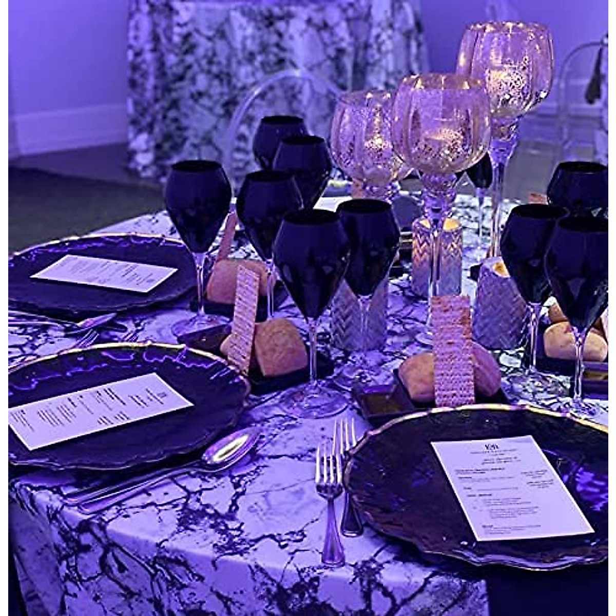 Attractive Durable Stemmed Wine Glasses Set of 6, Lead-Free, Tinted Black Glass with Clear Stem, Quality Drinking Glasses for Red or White Wine. - 15oz Glassware Cups.