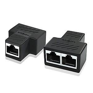 Ethernet Splitter, RJ45 Splitter Adapter LAN Network Internet Splitter 1 to 2, Ethernet Cable &LAN Internet Splitter for Cat5 Cat5e Cat6 Cat 7 Cable-2pcs