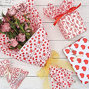 Valentines Tissue Paper Sheets Bulk 80 Sheets 20 * 20inch Per Sheet 8 Designs 10 Sheets Each Design Pattern Printed for Boxes,Wrapping Bags and Wine Bottles