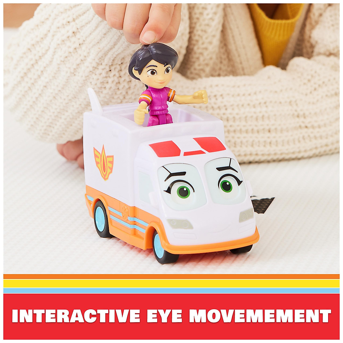 Disney Junior Firebuds, Violet and Axl, Action Figure and Ambulance Toy with Interactive Eye Movement, Kids Toys for Boys and Girls Ages 3 and up
