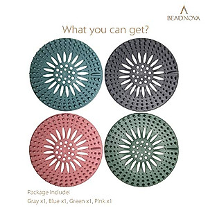 BEADNOVA Drain Hair Catcher Shower Drain Cover Silicon Shower Drain Hair Trap Universal Hair Stopper for Shower Drain Bathroom Bathtub Kitchen Tub (Mix Colors, 4 Pack)