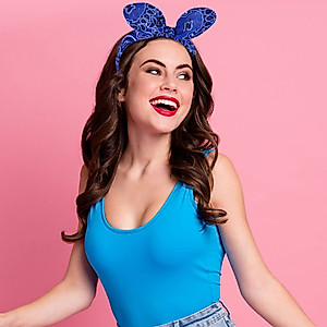 2 Pieces Bandana Headband for Women, Knot Retro Print Headbands Paisley Print Headband Headwrap Adjustable Headwrap(Red, Blue)