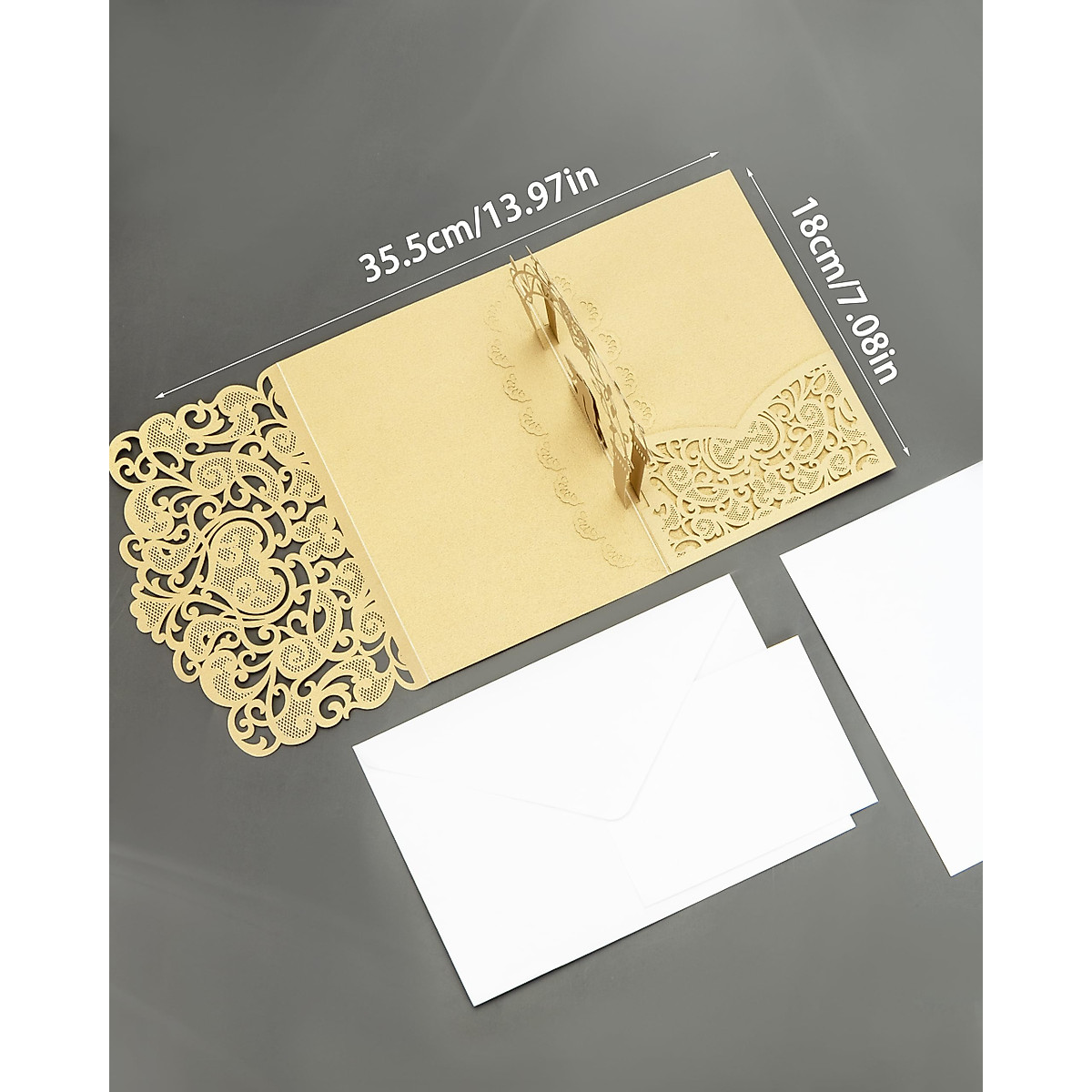 STAWINK Wedding Card for Bride and Groom, Dark Gold 3D Pop up Wedding Card with Envelope and 2 Inside Pages, Wedding Shower Card, for Greeting/Anniversary/Wedding/Valentine/Engagement