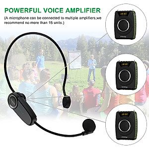 Portable Bluetooth Voice Amplifier with Wireless Mic Headset, Waterproof Personal Microphone with Speaker Portable PA System, 20W Loudly Megaphone for Teachers, Safety Drills, Outdoors Indoors