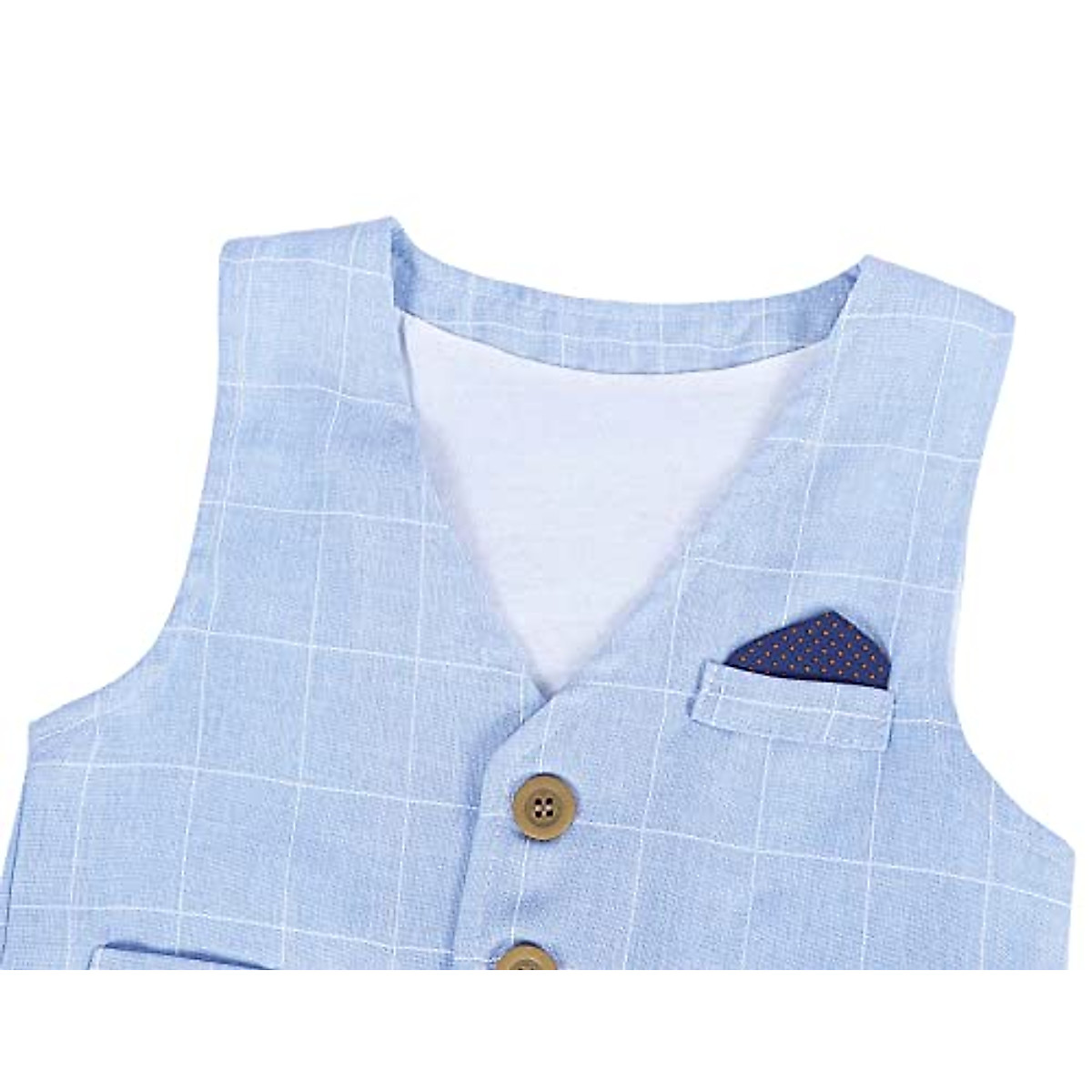 Marendyee Baby Boys' Suit Formal Outfits Long Sleeve Shirt Blue Plaid Vest Pants Gentleman Clothes Sets Wedding Photoshoot Infant Tuxedo 12-18 Months