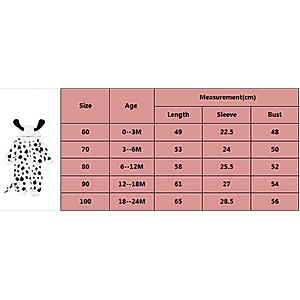 wybzd Baby Dalmatian Costume Newborn Boy Girl Halloween Puppy Spotted Dog Romper Onesie Footies Zipper Hooded Outfit (Romper with Tail, 0-3 Months)