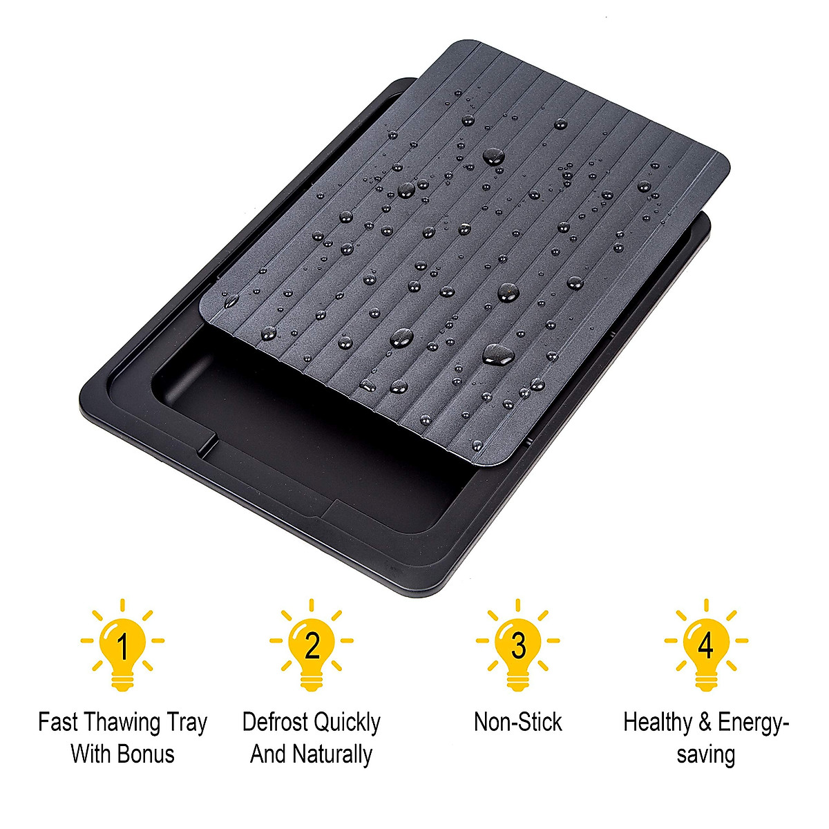 Generic Fast Defrosting Tray Frozen Meat, Heat Conduction Tray, Thawing Board Frozen Food, Thaw master tray non electrical, large drip tray, Oil Brush, Food Tong, Cleaning Sponge and Ice Cream Spoon