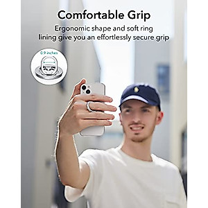 ESR Magnetic Phone Ring Holder (HaloLock), Compatible with MagSafe Phone Grip, MagSafe Ring Holder, Magnetic Phone Grip with Adjustable Stand, MagSafe Accessories for iPhone 14/13/12 Series, Silver