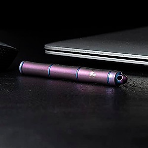 WeKnife Syrinx Titanium Metal Pen, Luxury Executive Lightweight Ballpoint Pen, with 2 Extra Black Ink Refill Collectors Novelty Pocket EDC Heavy Duty Writing Pens for Men & Women TP-04D