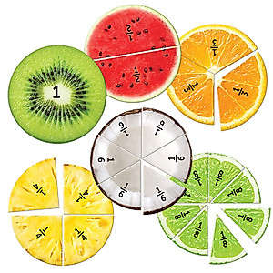 Learning Resources Magnetic Fruit Fractions, Number Learning for Kids Math, Montessori Math, Games for Kids, Educational Indoor Games, 24 Pieces, Age 6+