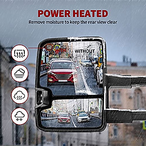 YITAMOTOR Power Folding Towing Mirrors Compatible with 2014-2018 Chevy Silverado GMC Sierra, Power Heated and Adjustable LED Turn Signal Light Tow Mirror Pair Set