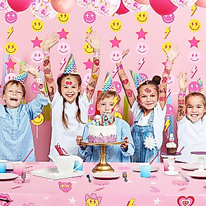 8PCS Preppy Party Decorations Preppy Room Decor Smiling Face Banners Preppy School Supplies Happy Face Banners Preppy Birthday Decorations for Girls Birthday Hot Pink Party Decorations