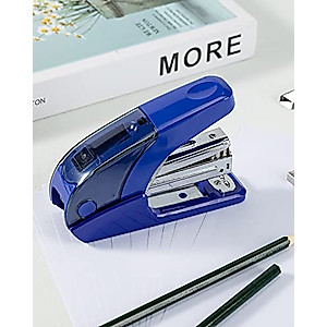 PAPERPAL Effortless Standard Stapler Set, 20 Sheet Capacity, Half Strip, Built-in Staples Storage, Holds 1/4" Staples, Includes 1000 Staples and A Staple Remover, Office, School & Daily Use, Dark Blue