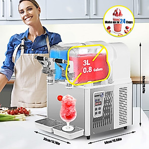 IKEKA 110V Commercial Slushy Machine 6L Double Tank Frozen Drink Slushie Maker Machine 340W Stainless Steel Margarita Machine for Supermarkets Cafes Restaurants Bars