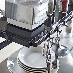 YAMAZAKI home 4481 Expandable Support Rack-Kitchen Storage Shelf Organizer, One Size, Black