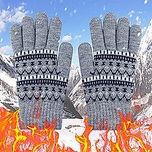 Screen Gloves Snow Flower Warm Knit Winter Gloves Christmas Gifts Stocking Stuffers For Women Fishing (Grey, One Size)