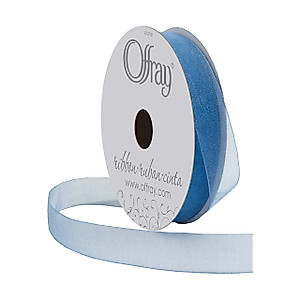 Berwick Offray 5/8" Nylon Sheer Ribbon, Dusty Blue, 25 Yards