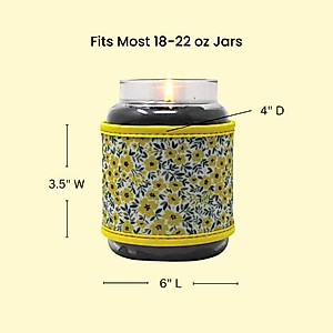 Soft Neoprene Candle Cozy for Standard 18 oz Candle Jar - Yellow Flower