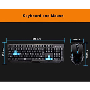 Keyboard Mouse Combos,Soke-Six Waterproof Multimedia 2.4GHz Wireless Gaming Keyboard with USB Cordless Ergonomic Mouse DPI Control For Desktop PC Laptop(Black)