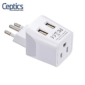 Brazil Travel Adapter Bundle by Ceptics - Type N - Charge Multiple Devices at Once - USA to Brazil - Multipack - for Your Cell Phones, Tablets, iPhone, Camera