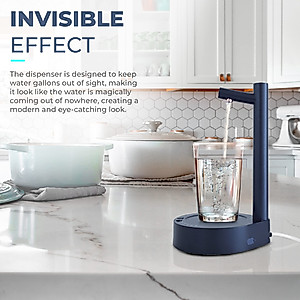 Invisible Smart Desktop Water Dispenser and Bottle Filling Station with Water Pump - Universal 3/5 Gallon Size, USB Charging, Electric Water Jug Pump Perfect for Home, Office, and Outdoors (Dark Blue)