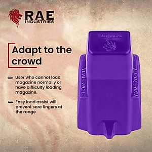 RAEIND Magazine Speedloader for M&P Shield, Springfield XD-S, Ruger LCP, Sig 938, All Colt 1911 for MAGS 3/8" to 5/8" ONLY, 9mm, 40, 45 ACP Pistols (RAE-702) (Purple)