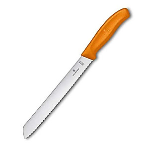 Victorinox 6.8636.21L9B Swiss Classic Bread Knife For Cutting Loaves Of Bread And Rolls Serrated Blade in Orange, 8.3 inches