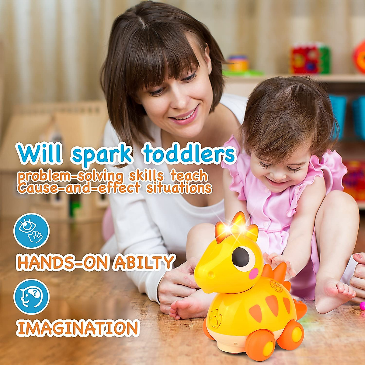 Baby Musical Toys 6 to 12 Months Touch & Go, Dinosaur Crawling Toys for 1 Year Old Boys Girls, Infants Learning Toys 12-18 Months, Gifts for 3 6 7 8 9 10 12 M+, Toddler Educational Gifts Toys Age 1-2