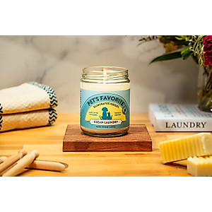Pet's Favorite - Tested & Proven - Odor Eliminating Candle, Pet-Friendly Scented Candle, in 7 Great Fragrances – 70-Hour Burn Time, Cotton Wick (Fresh Laundry, Pack of 2)