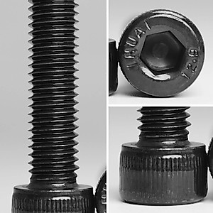 M4 x 20mm Socket Head Cap Screws Bolts 12.9 Grade Alloy Steel Metric Machine Hex Socket Screw, Black Oxide Finish, Fully Threaded, 50PCS