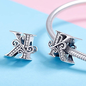 925 Sterling Silver Letter K Charms for Pandora Bracelets Alphabet Initial Beads Jewelry Gift for Women