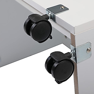 ANNECOSK Folding Sewing Machine Table with Storage, Lockable Rolling Wheels, Adjustable Height, Sewing Desk for Small Spaces, White