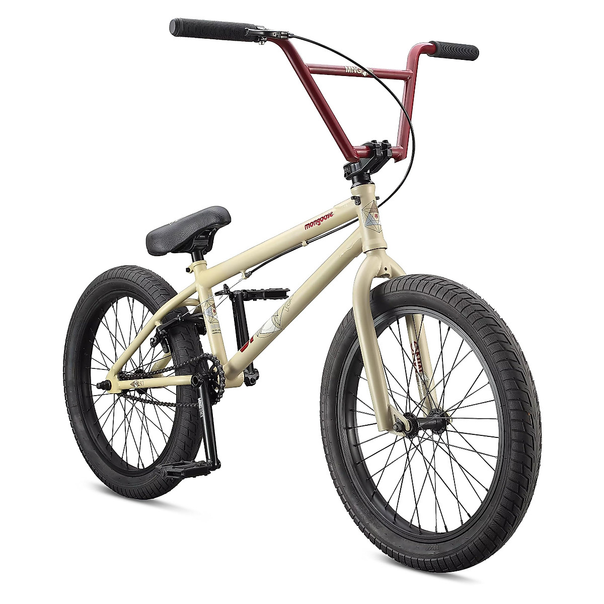 Mongoose Legion L80 Freestyle BMX Bike for Advanced-Level Riders, Adult Men Women, 4130 Chromoly Frame, and 20-Inch Wheels, Tan