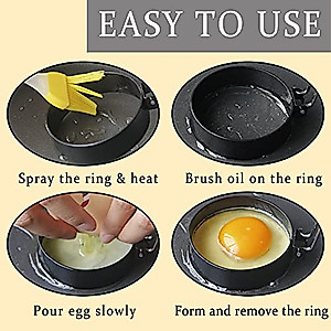 Bulckrew Egg Rings Mold Set, 2PCS Stainless Steel Egg Cooking Rings Cooking Tools, Pancake Mold for frying Eggs and Omelet