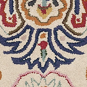 SAFAVIEH Bella Collection 2'3" x 7' Ivory/Blue BEL118A Handmade Boho Premium Wool Runner Rug