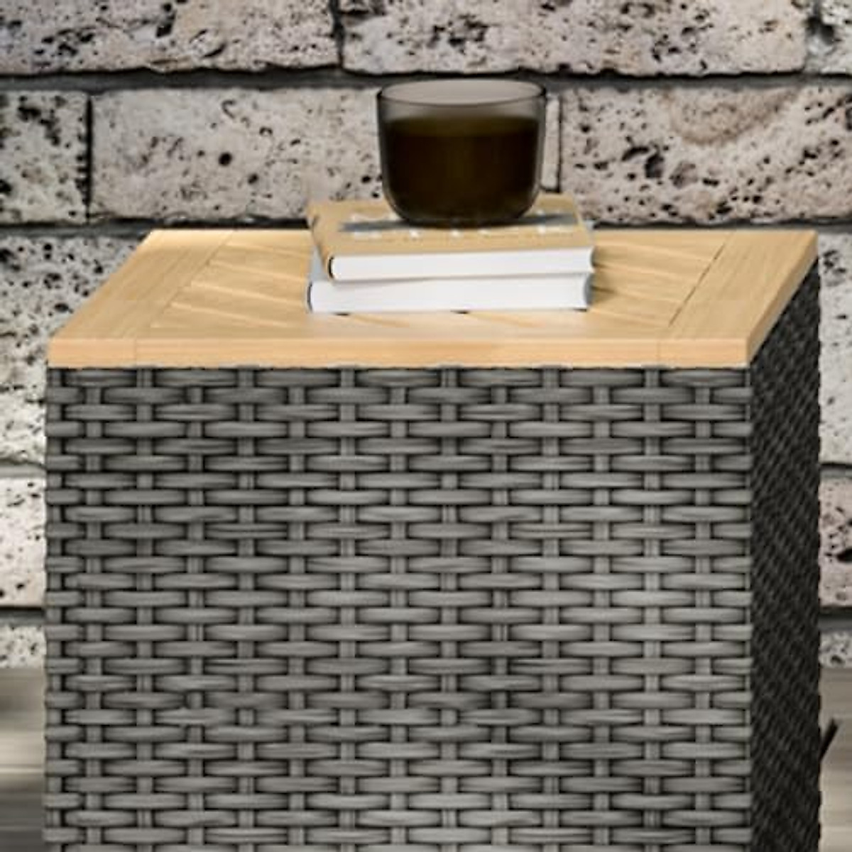 Homestyles Boca Raton Outdoor Side Table, Grey/Brown