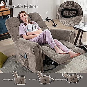 ANJ Oversized Rocker Recliner Chair with Massage and Heat, Manual Overstuffed Swivel Recliners for Big Man, Large Glider Rocking Reclining Chairs for Living Room, Camel