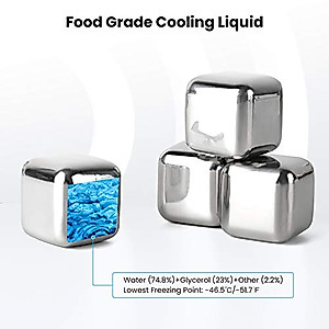 Whiskey Stones, Kollea 8 Pack Stainless Steel Whiskey Chilling Rocks, Reusable Ice Cube for Drinking, Mens Stocking Stuffers for Christmas