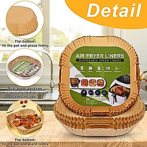 Air Fryer Liners Disposable 7.9 Inch Square 100pcs Easy Cleanup Non-stick Oil-proof for Frying, Baking,Cooking, Roasting