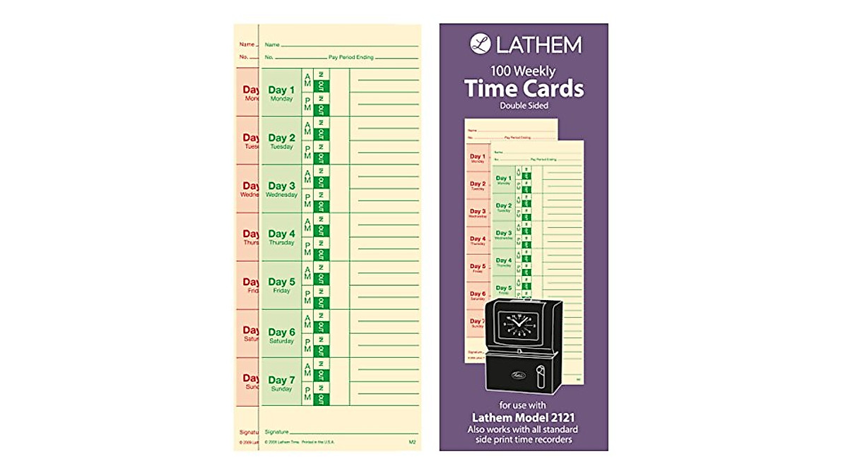 Lathem Weekly Time Cards - Durable Dual-Sided 3 3/8 x 9 Inches