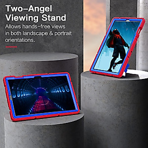 Grifobes Galaxy Tab A8 Case, for Samsung Galaxy Tab A8 Case 10.5 inch 2022 Shockproof Rugged Protective Cover with Stand for 10.5" Tablet SM-X200/X205/X207 for Kids Boys Children (Red+Blue)