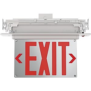 Lithonia Lighting BE W R UM M2 BE Basics Edge-Lit Exit Sign, White with Red Letters, Universal Mount
